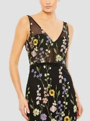 Mac Duggal Mac Floral-embroidered Tulle Gown