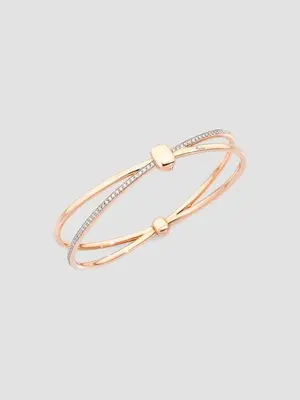 Pomellato Together 18k Rhodium-plated Rose Gold & 0.9 Tcw Diamond Bangle Bracelet - Brown