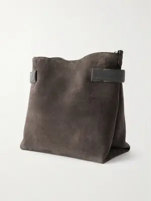 Brunello Cucinelli Bead-embellished Suede Shoulder Bag - Brown