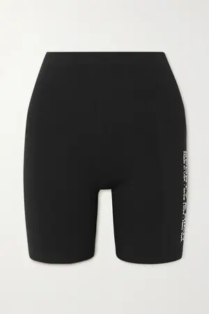 SPORTY & RICH Printed Stretch-cotton Biker Shorts