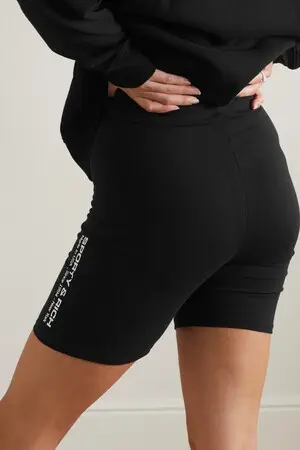 SPORTY & RICH Printed Stretch-cotton Biker Shorts