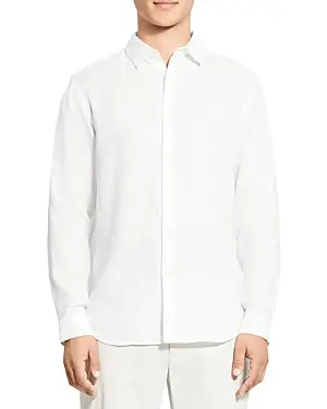 Theory Irving Shirt In Relaxed Linen Optic White