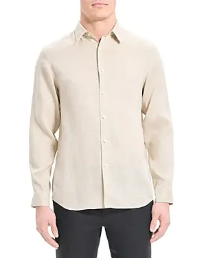 Theory Irving Shirt In Relaxed Linen Sand