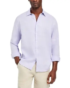 Theory Irving Shirt In Relaxed Linen Soft Iris