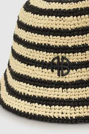 Anine Bing Cami Bucket Hat And Natural Stripe - Black  display picture 1
