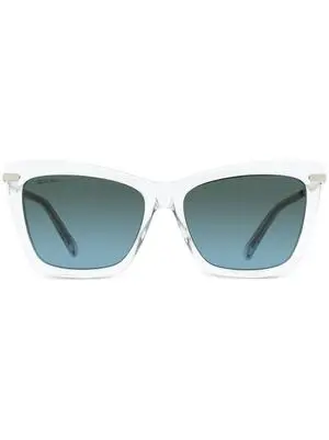 JIMMY CHOO Sady Rectangle-frame Sunglasses - White