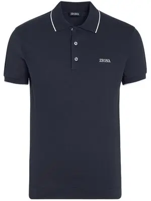 Zegna Stretch-cotton Polo Shirt - Blue