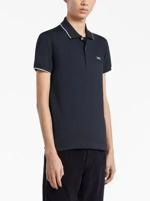 Zegna Stretch-cotton Polo Shirt - Blue