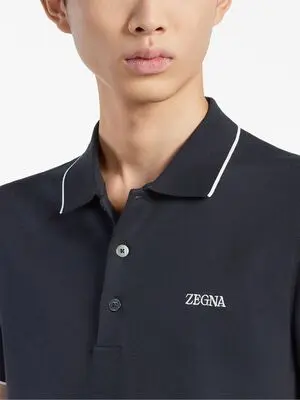 Zegna Stretch-cotton Polo Shirt - Blue