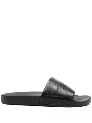 Balenciaga Bb-monogram Leather Pool Slides