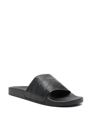 Balenciaga Bb-monogram Leather Pool Slides