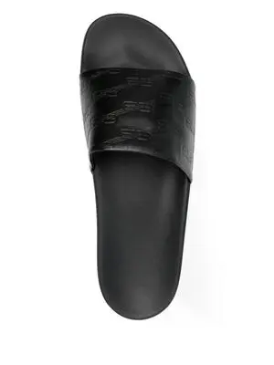 Balenciaga Bb-monogram Leather Pool Slides