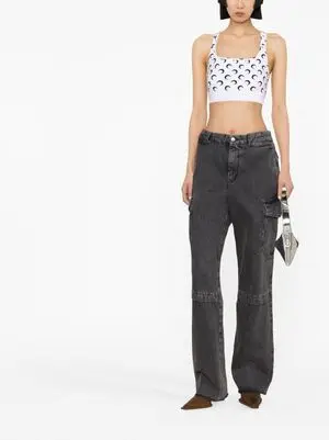 MARINE SERRE Crescent Moon Print Crop Top