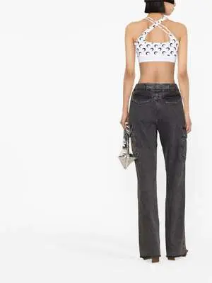 MARINE SERRE Crescent Moon Print Crop Top