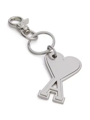 Ami Metallic De Coeur Keyring - Silver