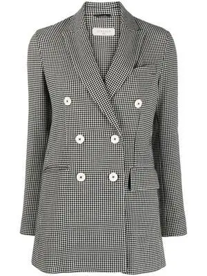 CIRCOLO 1901 Check-print Double-breasted Blazer - Black
