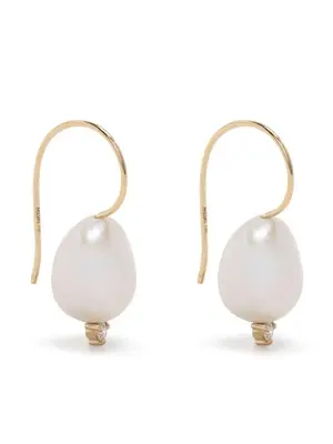 Mizuki 14kt Yellow Pearl And Diamond Earrings - Gold