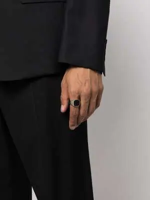 Tom Wood Cushion Polished Onyx Ring - Silver