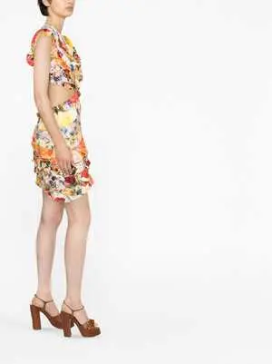 Zimmermann Spliced Floral-print Mini Dress - Pink