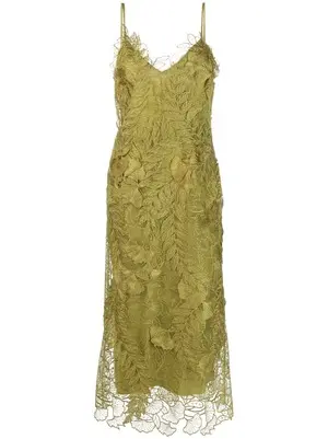 Alberta Ferretti Embroidered Midi Dress - Green