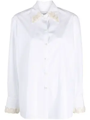 LANVIN Embroidered-trim Cotton Shirt