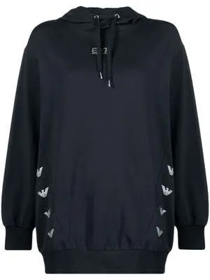 EA7 Logo-print Hoodie - Blue