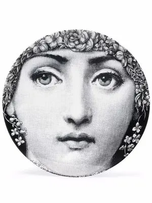FORNASETTI Graphic Porcelain Plate - Black