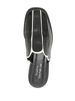 STUDIO CHOFAKIAN Scallop-edge Leather Mules