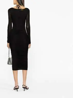 Versace Cut-out Lace-up Midi Dress - Black