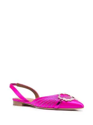 MALONE SOULIERS Crystal-embellished Ballerina Shoes - Pink