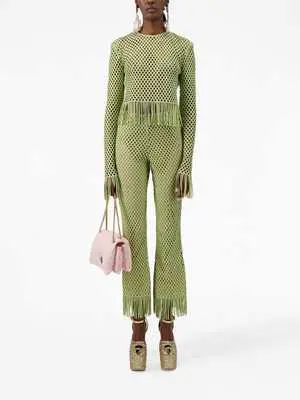 Giambattista Valli Fringed Macramé Flared Trousers