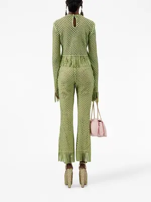Giambattista Valli Fringed Macramé Flared Trousers
