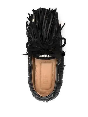 13 09 SR Puli Fringe-detail Leather Loafers - Black