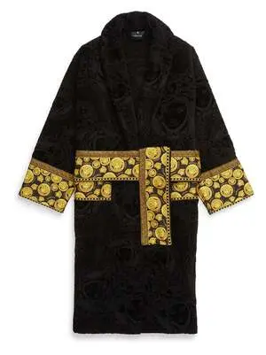 Versace Medusa Amplified Cotton Bathrobe Black