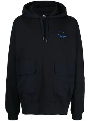 Paul Smith Happy Logo Embroidered Hoodie - Black