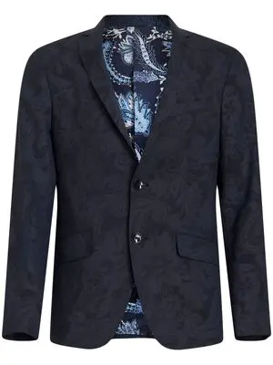 Etro Patterned-jacquard Single-breasted Blazer - Blue