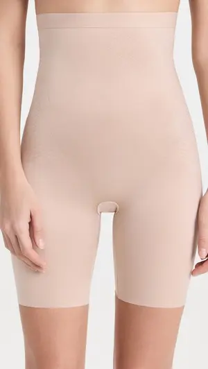 Spanx Shape Invisible High-waisted Mid-thigh Short - Champagne Beige