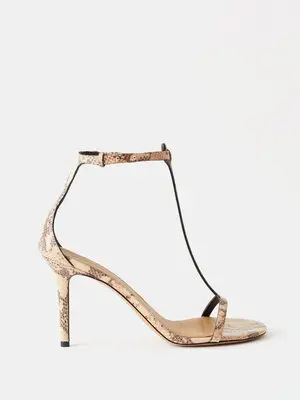 Isabel Marant Étoile Isabel Marant - Einari Python-effect Leather T-bar Sandals - Womens - Python - Beige