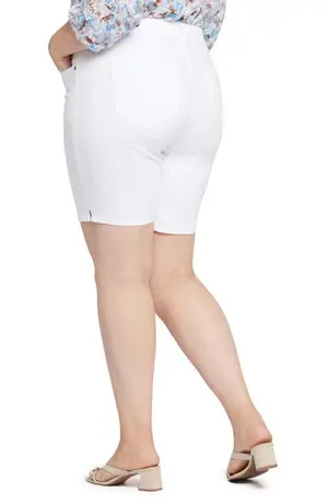 NYDJ Ella Print Side Slit Denim Shorts - Optic White