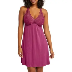 Fleur't Belle Epoque Fuller Cup Lace Chemise Cranberry Pointelle