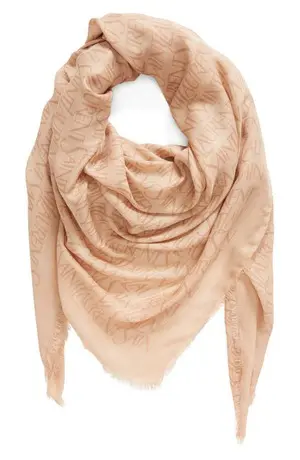 Saint Laurent Grand Carre Modal & Cashmere Scarf - Beige/ Light Brown