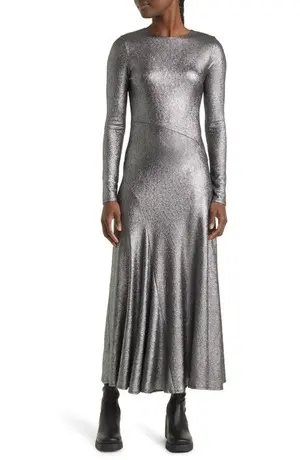 Topshop Cut & Sew Metallic Midi Dress