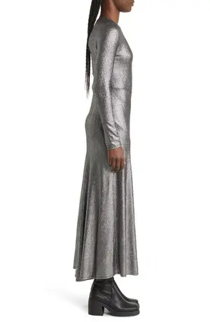 Topshop Cut & Sew Metallic Midi Dress