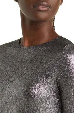 Topshop Cut & Sew Metallic Midi Dress