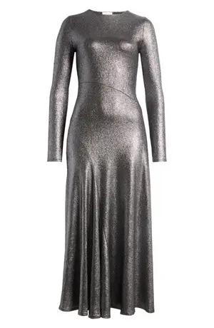 Topshop Cut & Sew Metallic Midi Dress