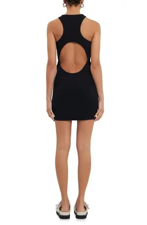 GREY LAB Cutout Rib Knit Minidress - Black