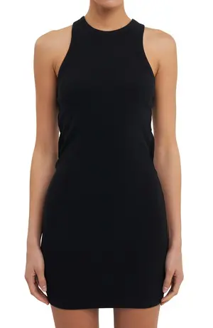 GREY LAB Cutout Rib Knit Minidress - Black