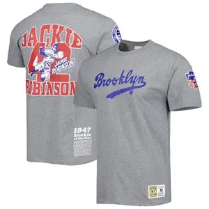 Mitchell & Ness Jackie Robinson Brooklyn Dodgers Cooperstown Collection Legends T-shirt - Gray
