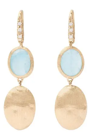 Marco Bicego Siviglia Aquamarine & Diamond Double Drop Earrings - Gold