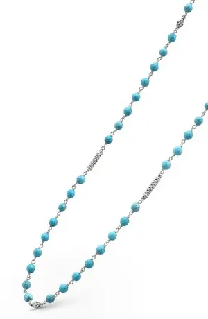 Lagos Caviar Icon Bead Dual Layer Necklace - Turquoise